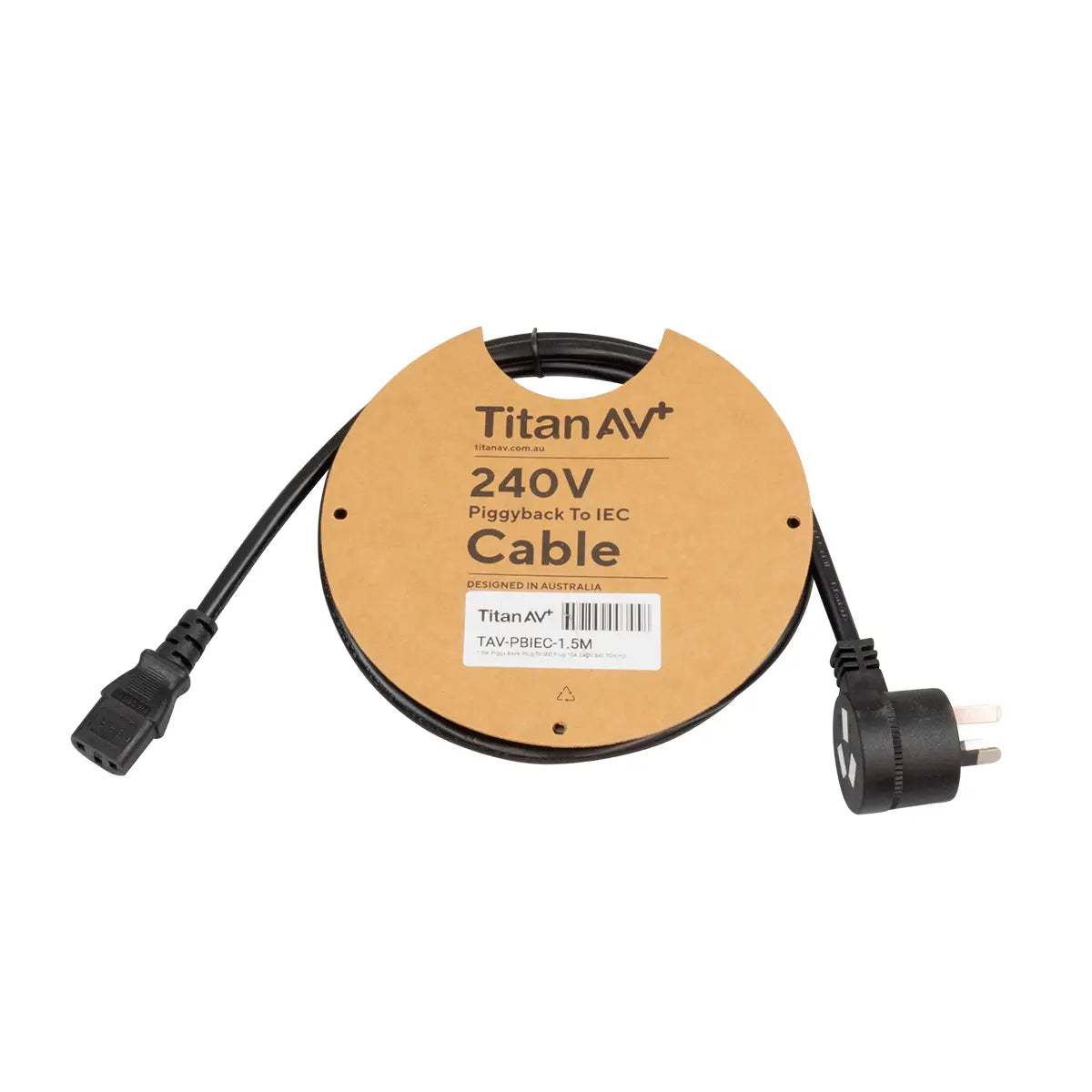 1.5m IEC Power Cable | Piggy Back Plug | Titan AV - Cabling Australia