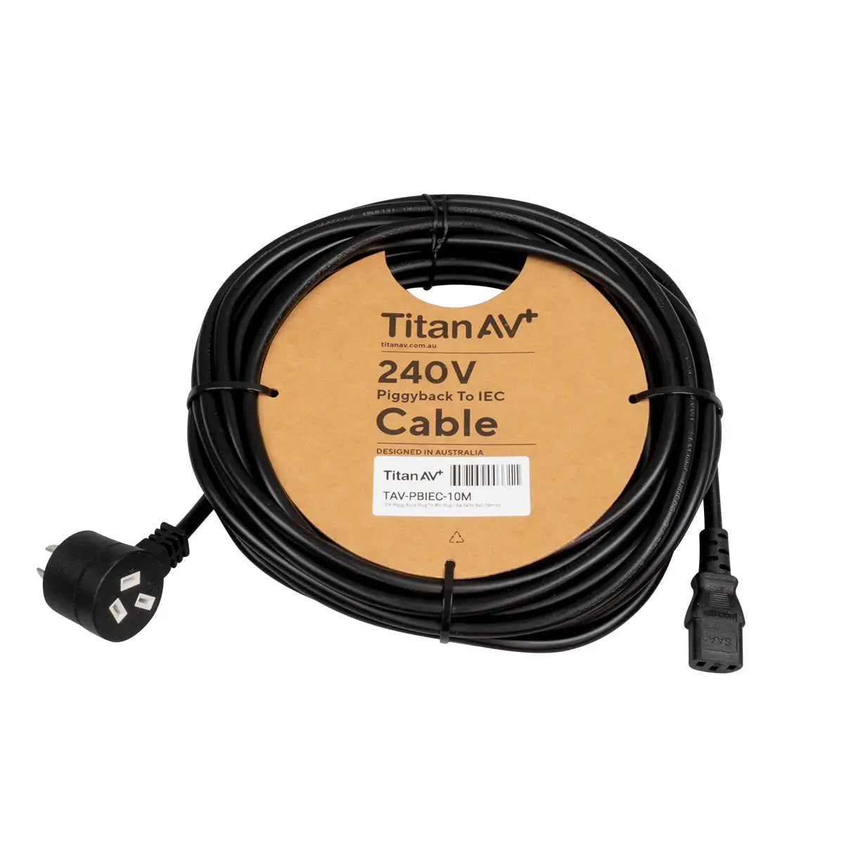 10m IEC Power Cable | Piggy Back Plug | Titan AV: Cabling Australia