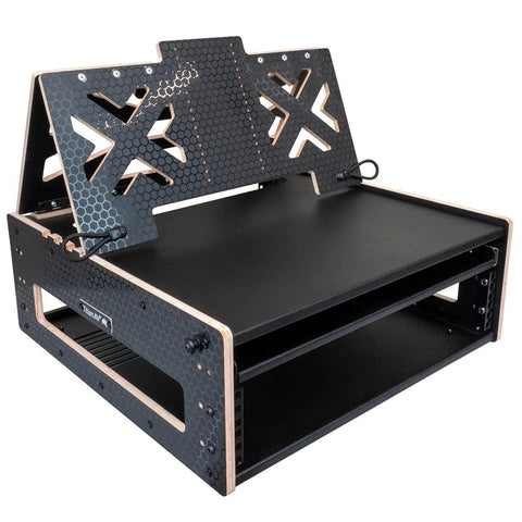 2RU Broadcast Flight Rack with Sliding Shelf & Monitor Mount – Titan AV